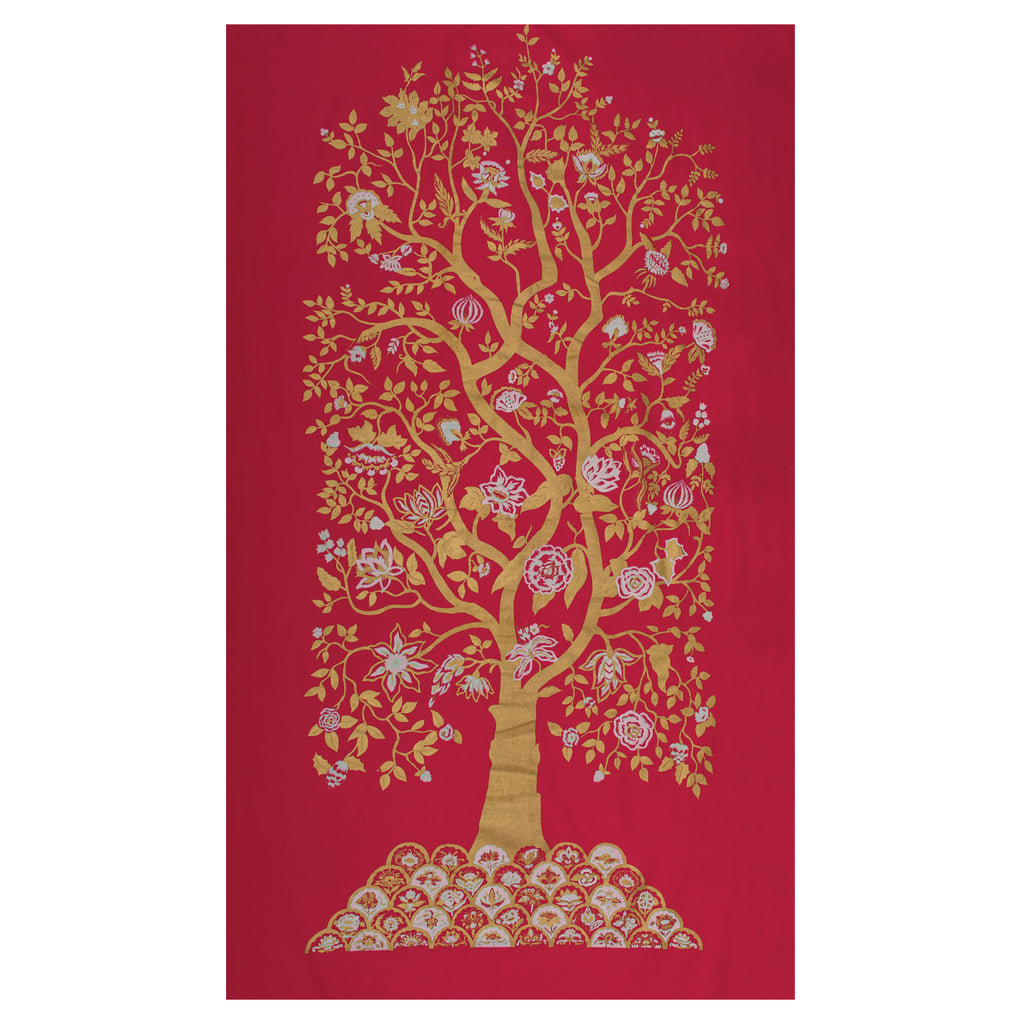 Tree of Life Panel -White and Gold on Shocking Pink – Baro Market